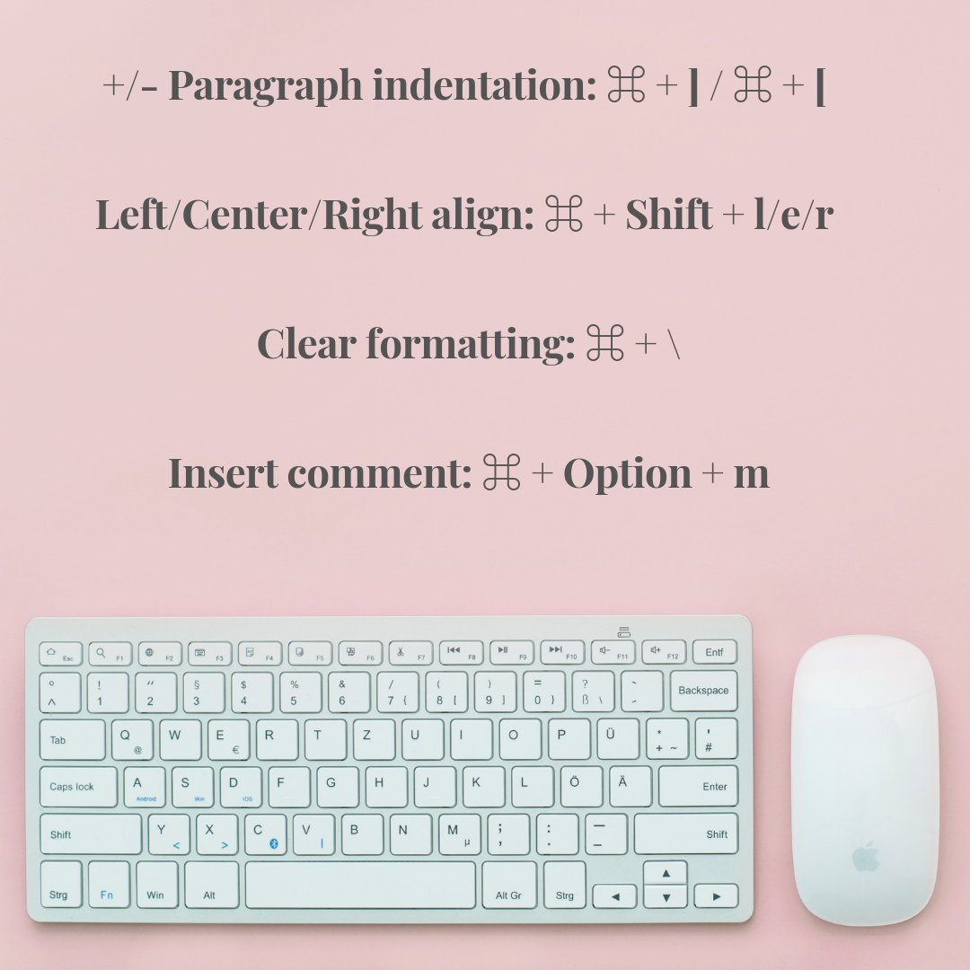 Dev Diaries Google Docs Keyboard Shortcuts